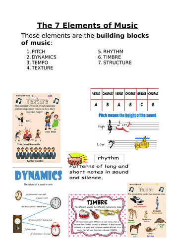 Year 7 Booklet- Musical Elements and Graphic Scores | Teaching Resources