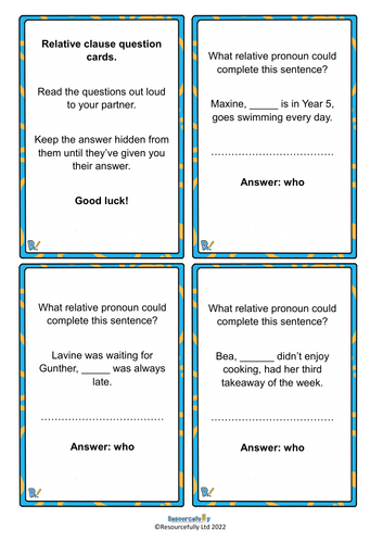 Relative Clauses Bundle - Upper KS2 | Teaching Resources