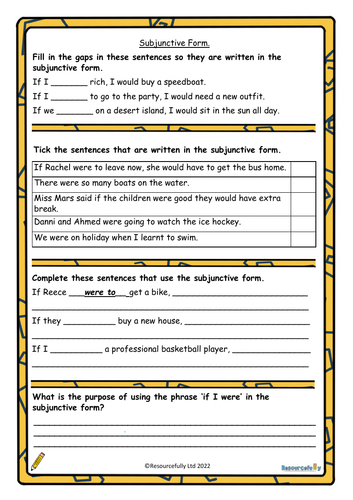 Subjunctive Form Year 6 | Teaching Resources