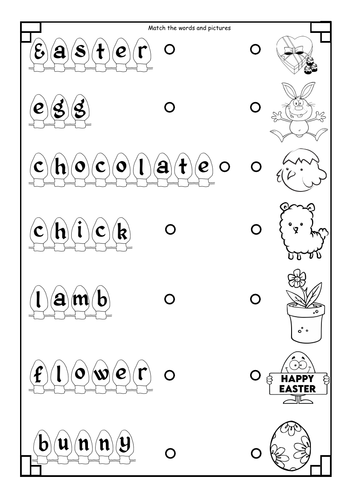 Easter Picture and Word Match Worksheets | Teaching Resources