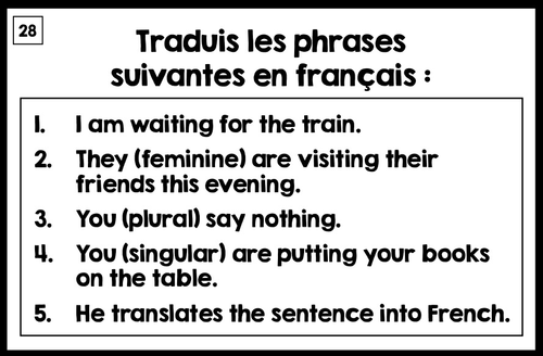 FRENCH RE VERBS PRESENT TENSE CHALLENGE CARDS | Teaching Resources