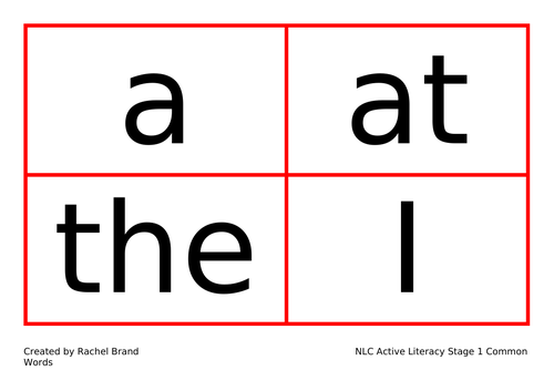 NLC Active Literacy Stage 1 Common Word Display | Teaching Resources