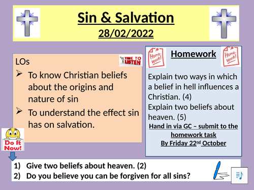 AQA Christian Beliefs GCSE Sin & Salvation Lesson Religious Studies ...