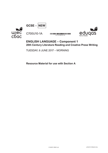 Eduqas GCSE English. Component 1 Practice. Summer 2017. Behind the Scenes at the Museum/Ruby ...