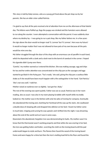 Eduqas GCSE English. Component 1 Practice. Summer 2017. Behind the Scenes at the Museum/Ruby ...