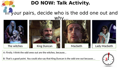Macbeth starter talk activity | Teaching Resources