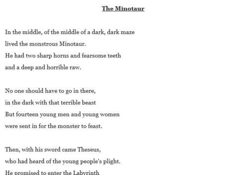 Theseus and the Minotaur, performance poetry and book making | Teaching ...