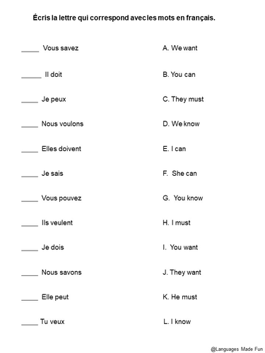 Les Verbes Irréguliers - Pouvoir, Vouloir, Savoir, Devoir | Teaching ...