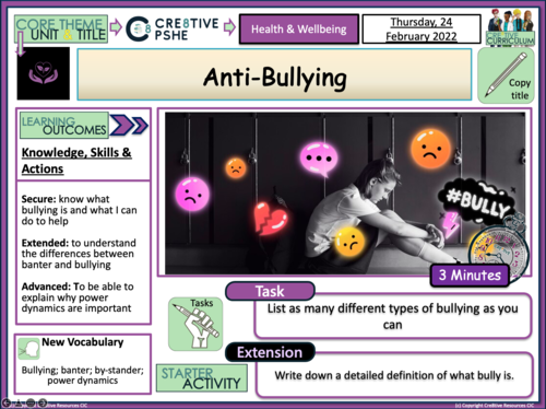 Anti-bullying PSHE lesson | Teaching Resources