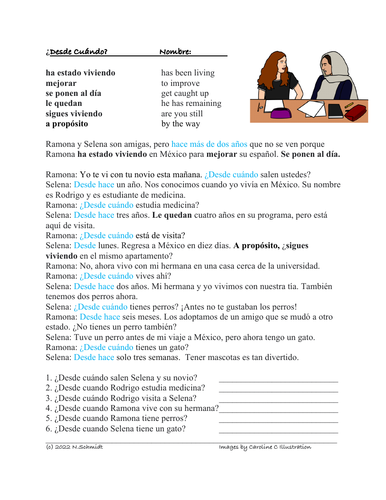 Desde cuando / Desde hace Lectura: Spanish Reading | Teaching Resources