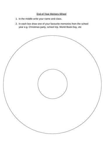 KS1/KS2 Worksheet - End of Year Memory Wheel | Teaching Resources