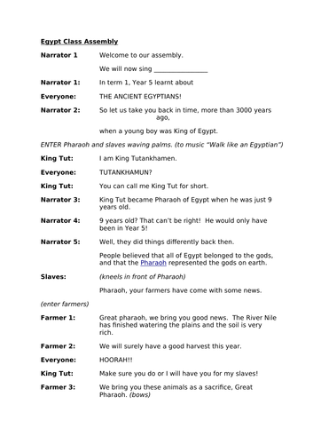 KS2 - Egypt Assembly | Teaching Resources