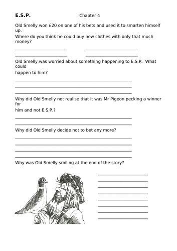 KS1/KS1 - Reading Activities - E.S.P.: Eric Stanley Pigeon (6 worksheets) | Teaching Resources
