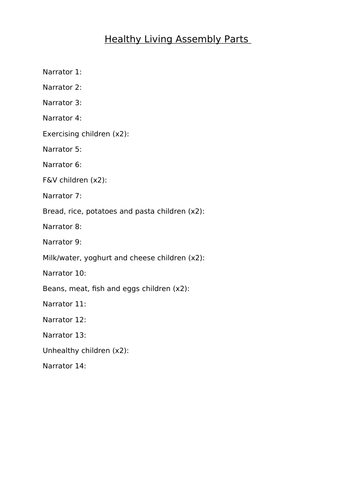 KS1/KS2 - Healthy Eating Assembly | Teaching Resources