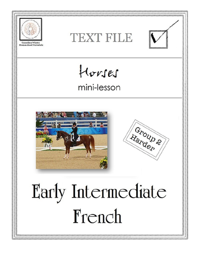 Early Intermediate French Mini-lesson: Horses (Les chevaux) | Teaching ...