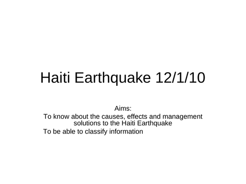A Level; earthquake case study – Haiti | Teaching Resources A Level; earthquake case study – Haiti | Teaching Resources