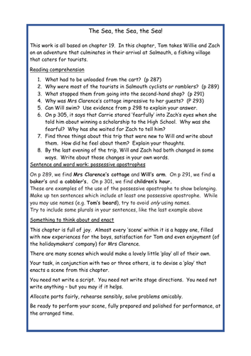 Goodnight Mister Tom - five worksheets suitable for Year 6 covering ...