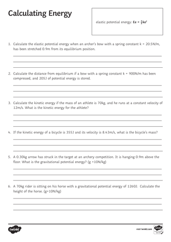 AQA GCSE Energy - Elastic Potential Energy | Teaching Resources