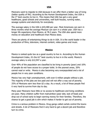Mexico to USA Migration Case Study | Teaching Resources