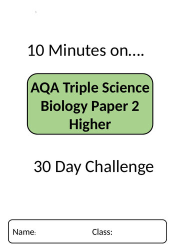 AQA GCSE Biology Paper 2 Revision Sheets 2022 | Teaching Resources