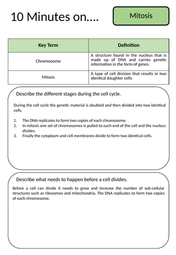Aqa Gcse Biology Paper 1 Revision Guides 2022 Teaching Resources