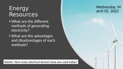 KS3/GCSE: Energy Resources - Ideal for cover / research lesson ...