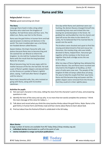 Stories - Hinduism Rama and Sita | Teaching Resources