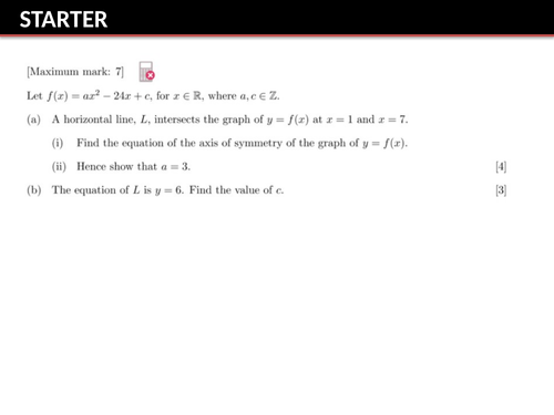 IB Maths Analysis and Approaches SL: Quadratic Functions | Teaching ...