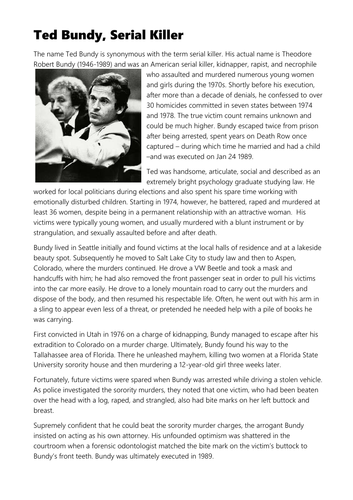 Forensic Psychology: Top Down Approach (FBI) | Teaching Resources