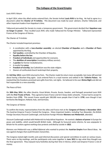 The Treaty of Paris, 1814 | Teaching Resources