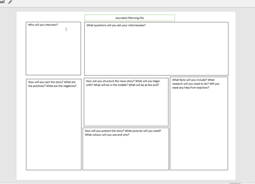 Generic Newspaper Article Planning Sheet | Teaching Resources