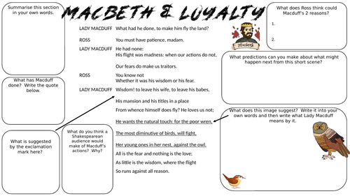 Macbeth Macduff Loyalty drama and language analysis lesson act 4 scene ...