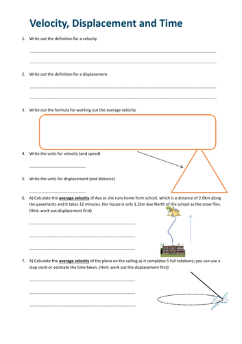 KS4 GCSE Physics: Speed distance time and Velocity Formula Worksheet ...