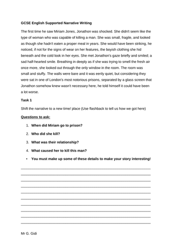 Supported Narrative Writing for GCSE | Teaching Resources