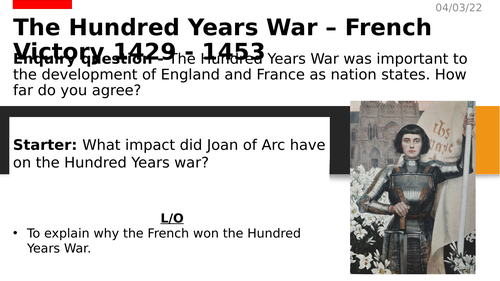The Hundred Years War - French Victory (Lesson 5) | Teaching Resources
