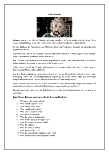 Albert Einstein / Famous German people | Teaching Resources