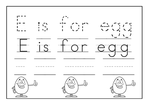 E is for egg, Easter, elephant and ear Worksheets | Teaching Resources