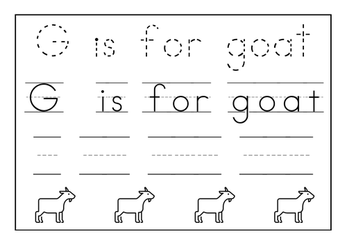 G is for goat, gate, goal, glue and glass Worksheets | Teaching Resources