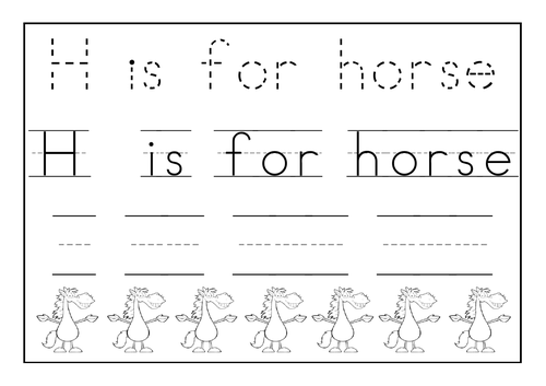 H is for horse, house, hand, hit and hat Worksheets | Teaching Resources