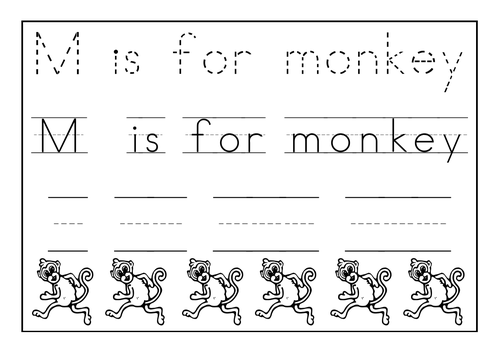 M is for monkey, melon, man, mug and moon Worksheets | Teaching Resources