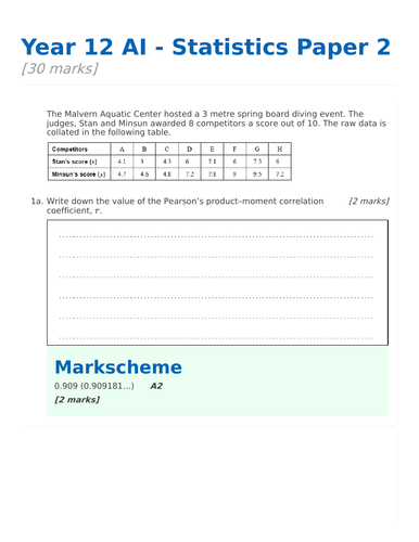 IB Maths Applications and Interpretation SL: Chapter 8 - Spearman's ...