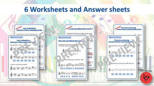 Sharps, Flats and Naturals - Handouts, Posters and 6 Worksheets ...