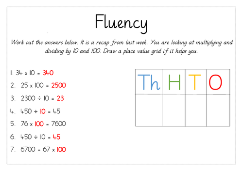 Year 4 Maths and English Fluency Starters Part 2 | Teaching Resources