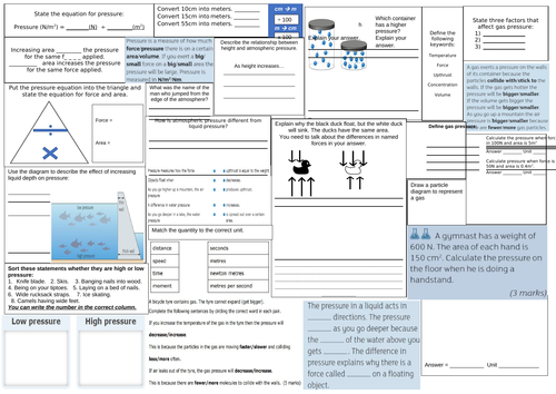 KS3 Pressure Revision Mat | Teaching Resources
