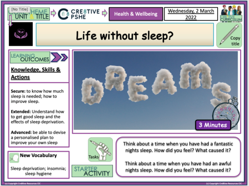 Sleep PSHE | Teaching Resources