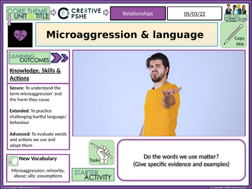 PSHE Microaggression Misogyny + Sexual Language | Teaching Resources