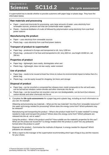 Edexcel SC11d Life Cycle Assessment & Recycling KS4 Lesson | Teaching ...