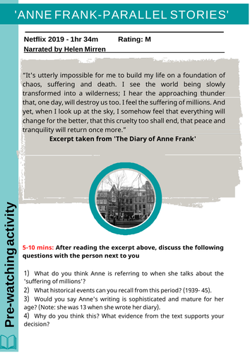 Anne Frank: Parallel Stories-Netflix | Teaching Resources