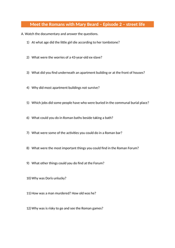 Meet the Romans - Mary Beard Episode 2 | Teaching Resources