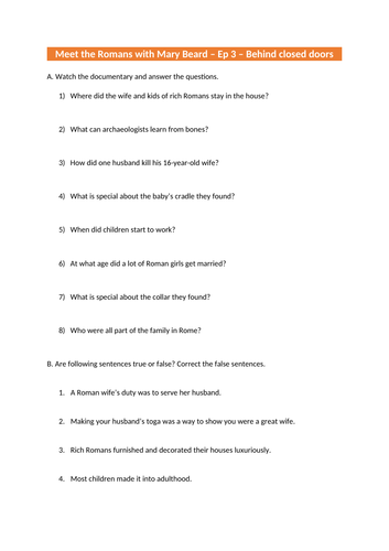 Meet the Romans - Mary Beard Ep 3 | Teaching Resources